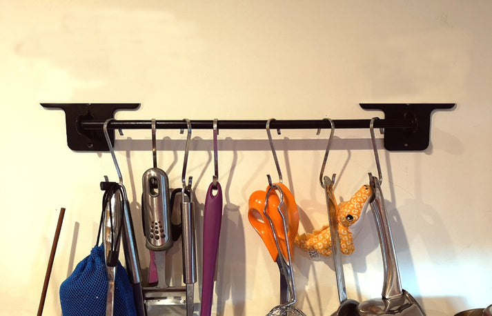 Kitchen Utility Rail for Pots and Pans or Utensils.