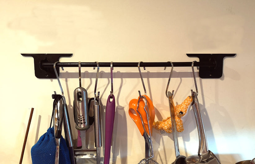Kitchen Utility Rail for Pots and Pans or Utensils.